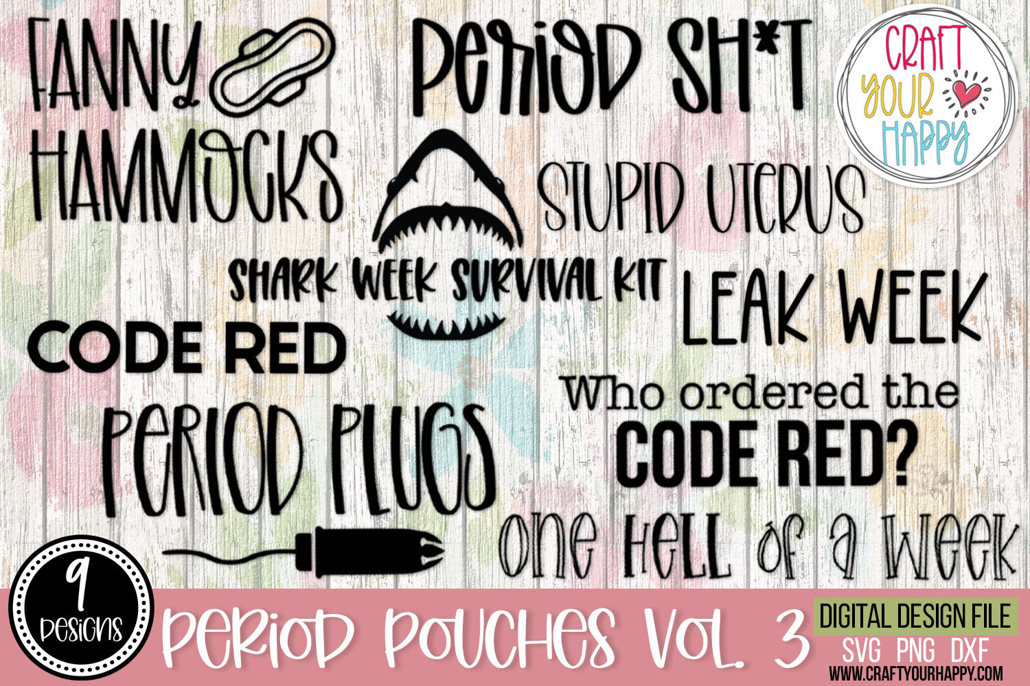 Period Pouches Volume 3 - PNG, DXF, SVG Digital Cut File - 9 designs ...